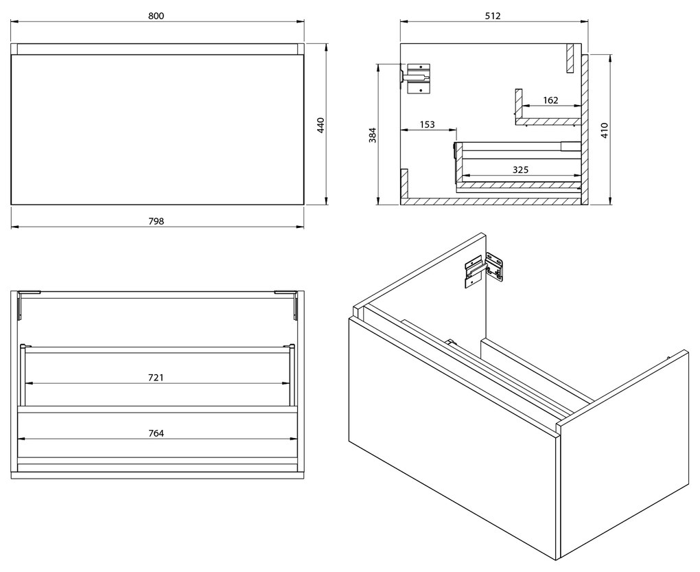 Sapho Lorea koupelnová skříňka pod umyvadlo 80 x 44 x 51,2 cm dub alabama bílá mat LE080-2231