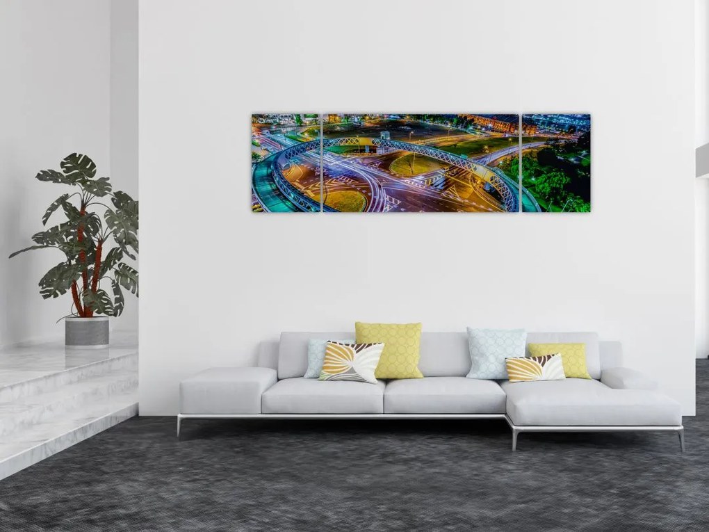 Obraz - panorama nočního města (170x50 cm)