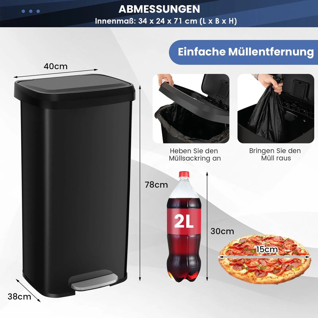 Costway 68 L kuchyňský odpadkový koš s měkkým zavíracím víkem a deodorizační