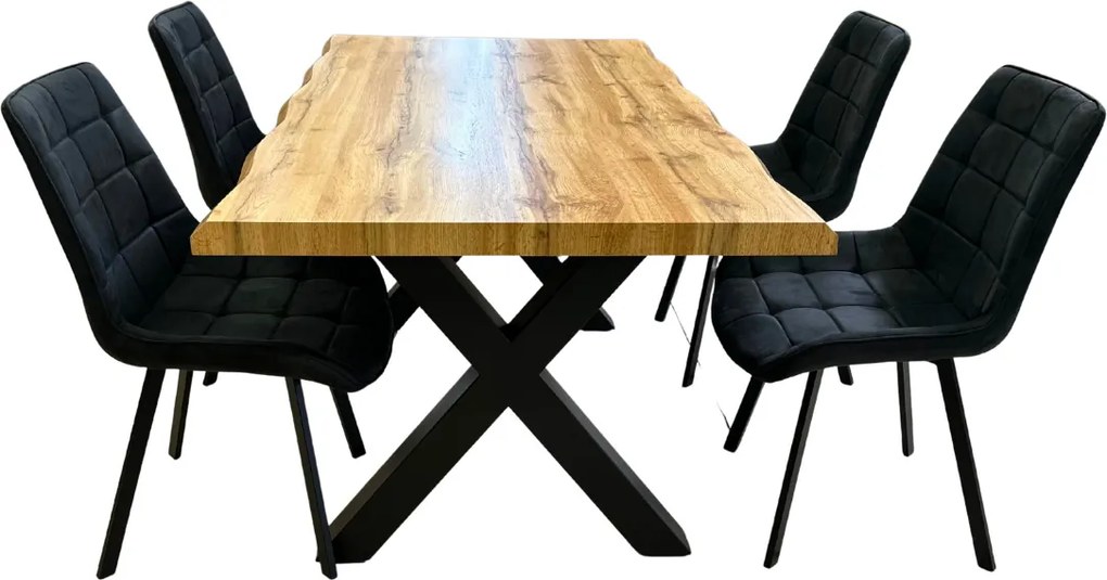 Vikio Jídelní set pro 4 osoby 140x90 cm dub-černá VJS114-41C