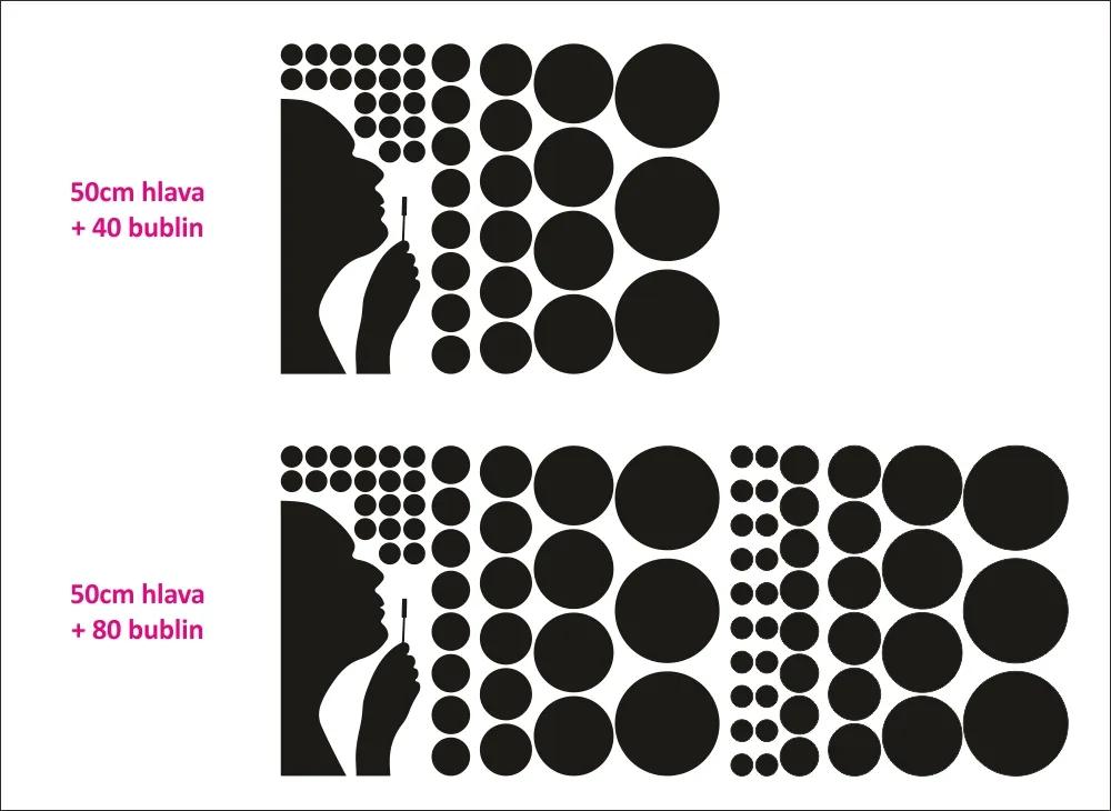 WALLVINIL Samolepky na zeď - Obličej s bublifukem Barva: Vínová, Velikost: Obličej + 80 bublin, Levá / Pravá: Pravá (dekorace směřuje/dívá se doprava)