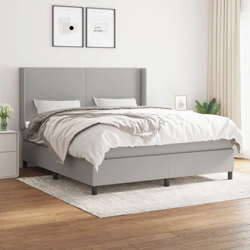 Box spring postel s matrací světle šedá 180 x 200 cm textil 3131289