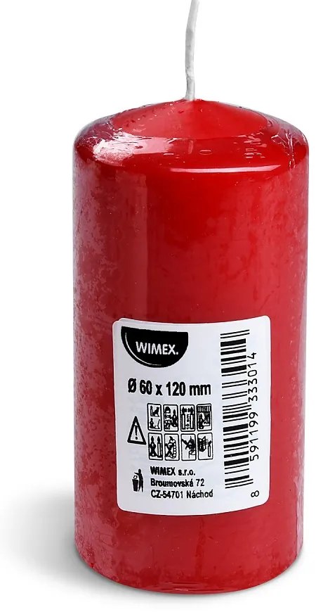 Wimex 33301 - válcová svíčka 60 × 120 mm, červená