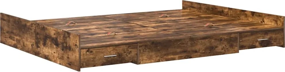 Rám postele s úložným prostorem s čelo Kouřový dub 135 x 190 cm 3335321