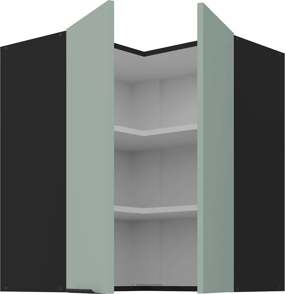 ARIA sc | horní kuchyňská skříňka 60x60 GN-72 2F (90°) rohová s policemi | 60x60 cm | černá/aquamarine