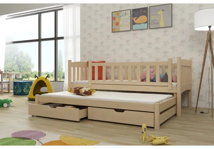 Dětská postel se šuplíky 90x190 ADINA - borovice