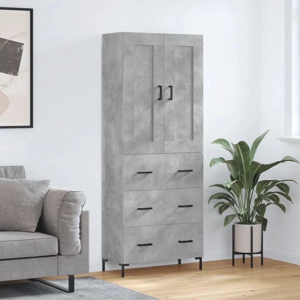 Skříň highboard betonově šedá 69,5x34x180 cm kompozitní dřevo