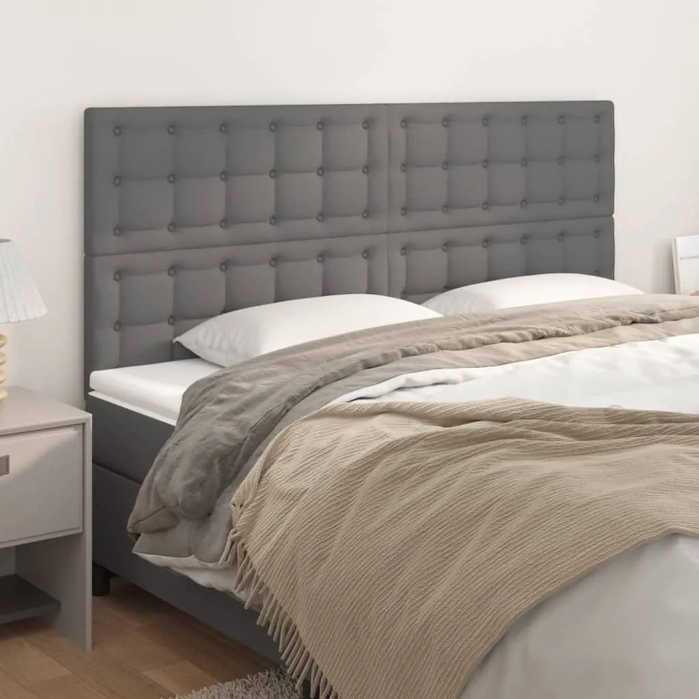Čelo postele šedé 200 x 5 x 118/128 cm umělá kůže 3116444