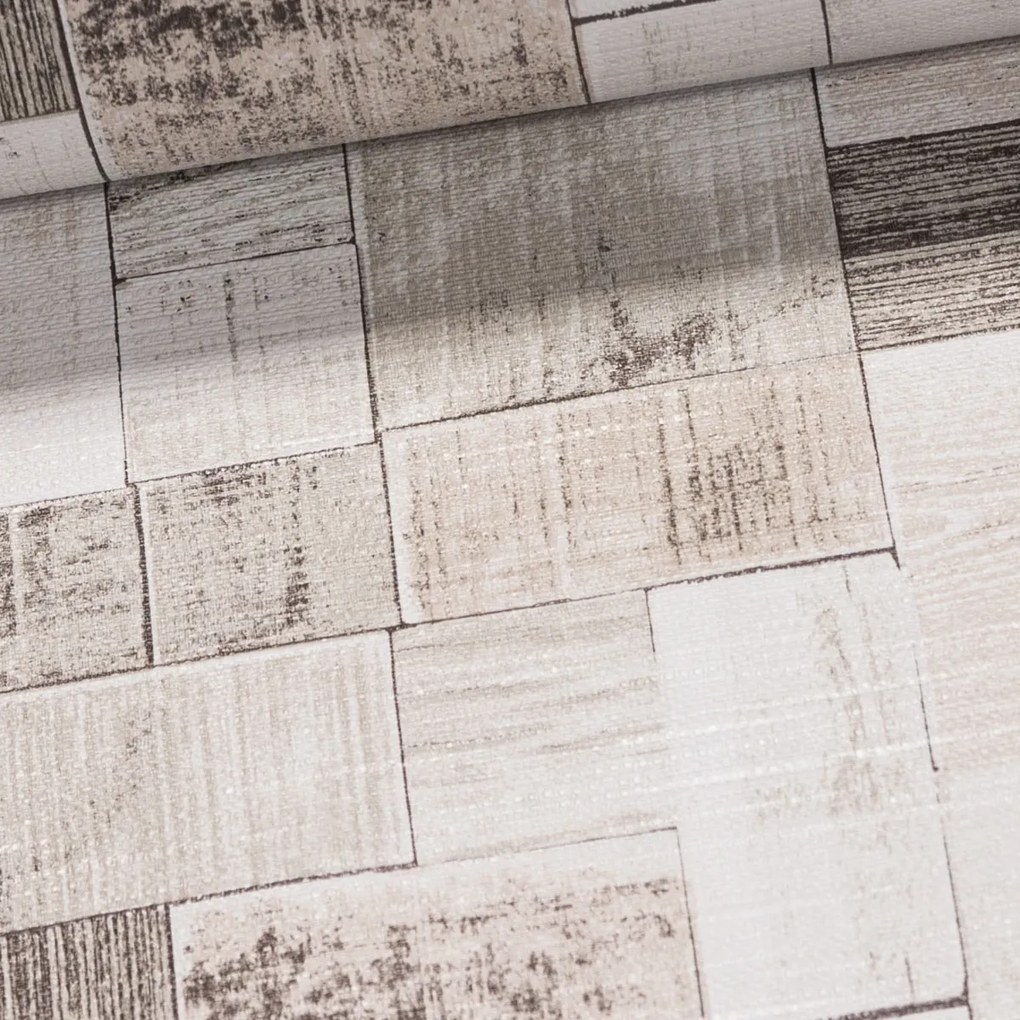 Ergis ubrus PVC s textilním podkladem 6744410 dřevěná mozaika, béžová, š.140cm (metráž)