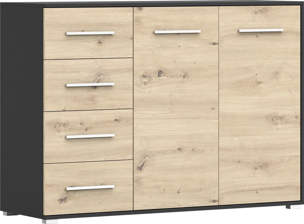 IDZ Komoda FRIDA 2D4S 01, 135 cm Dub Artisan / Černá
