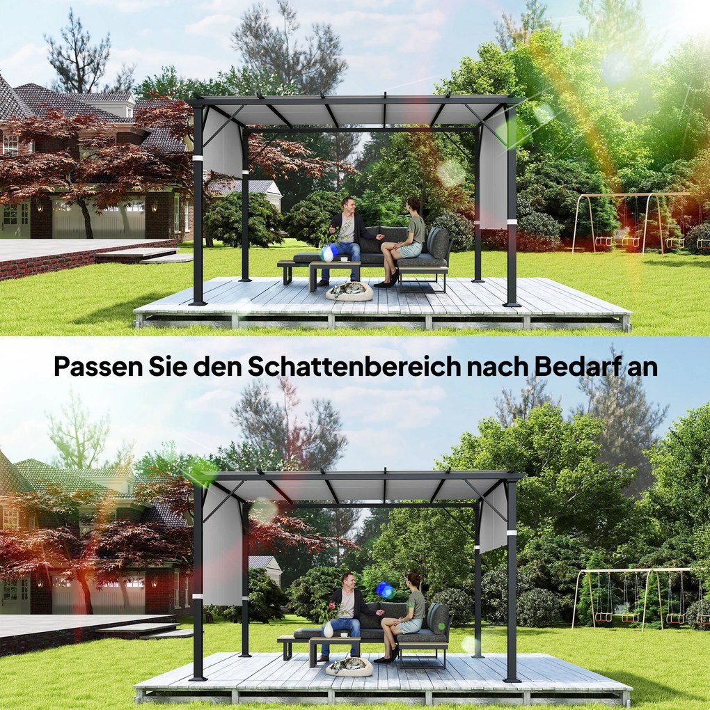 Náhradní střecha na pergolu s UV ochranou, markýza na zastřešení terasy pro pavilon 3 x 3 m, světle šedá