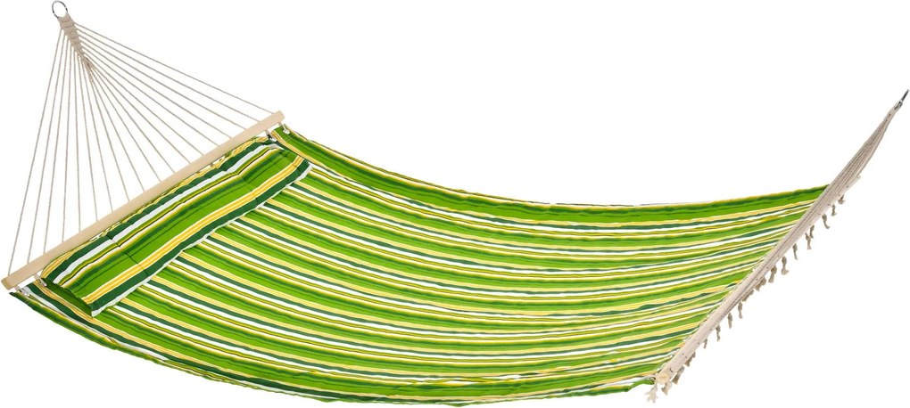 Outsunny Dvoumístná Závěsná Houpací Síť do Zahrady pro 2 Osoby, Houpací Síť na Kempování z Bavlny a Polyesteru s Polštářem 188x140cm | Aosom
