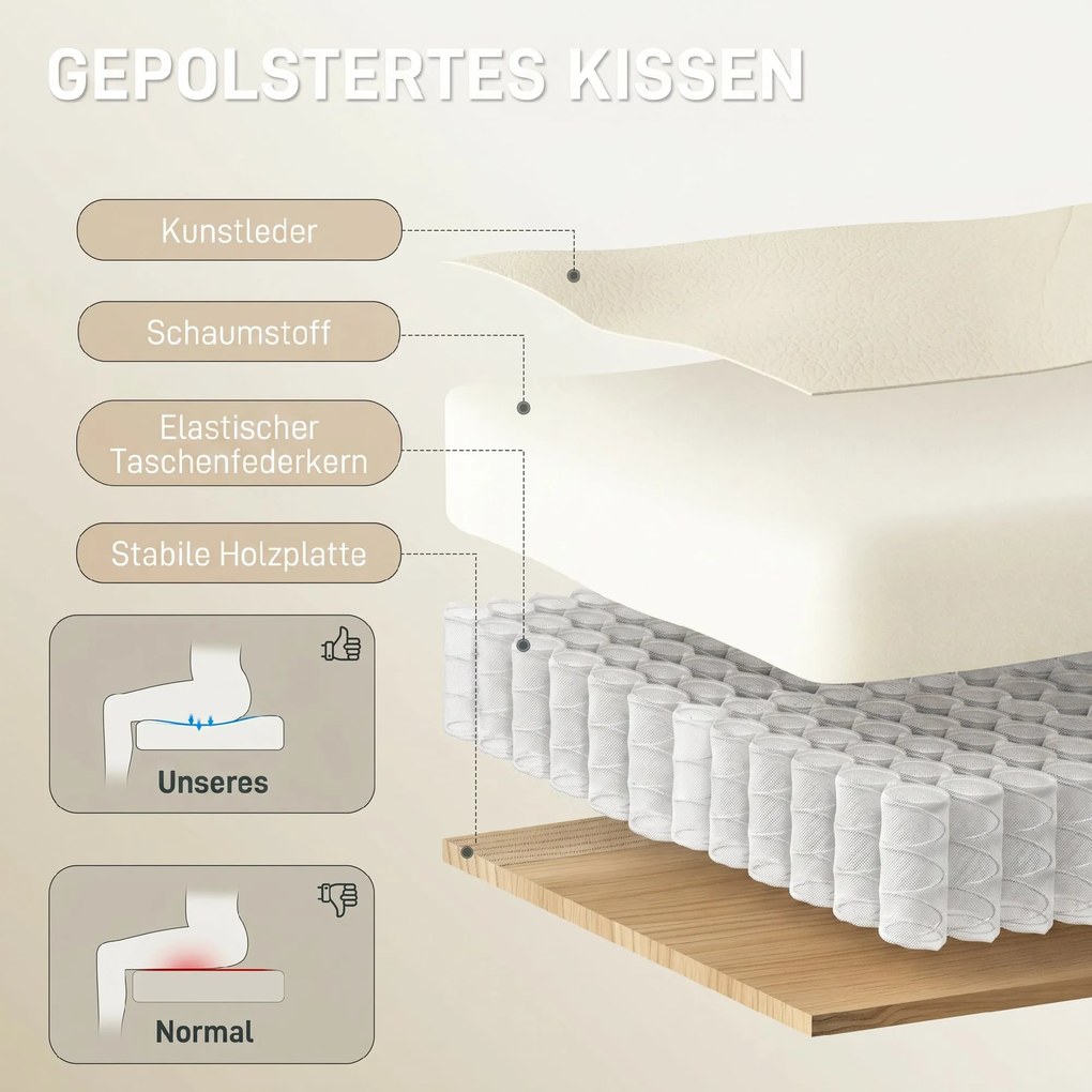 HOMCOM Ergonomická kancelářská židle s opěrkou nohou, potažená umělou kůží, na kolečkách, otočná, kov, béžová+černá