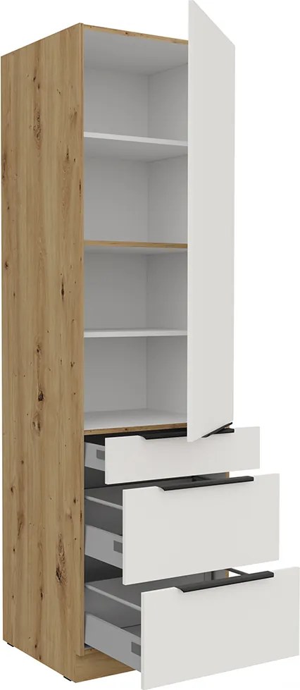 ARIA az | vysoká skříňka 60 DKS-210 3S1F potravinová | UNI DVÍŘKA | 60 cm | PREMIUM BOX | artisan/bílá