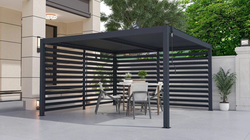 Bioklimatická pergola G21 Austin 4x4 m, antracitová hliníková