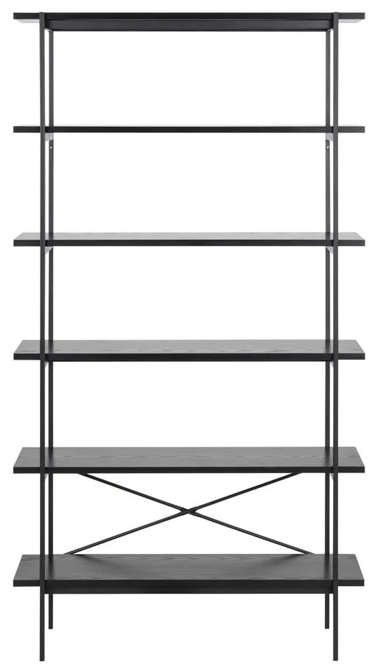 Černý regál v dekoru jasanu 94x172 cm Angus – Actona