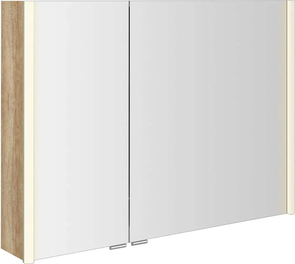 Sapho Alix - Zrcadlová skříňka s LED osvětlením 96x70x18 cm, 2x dvířka, dub alabama AX196-0022