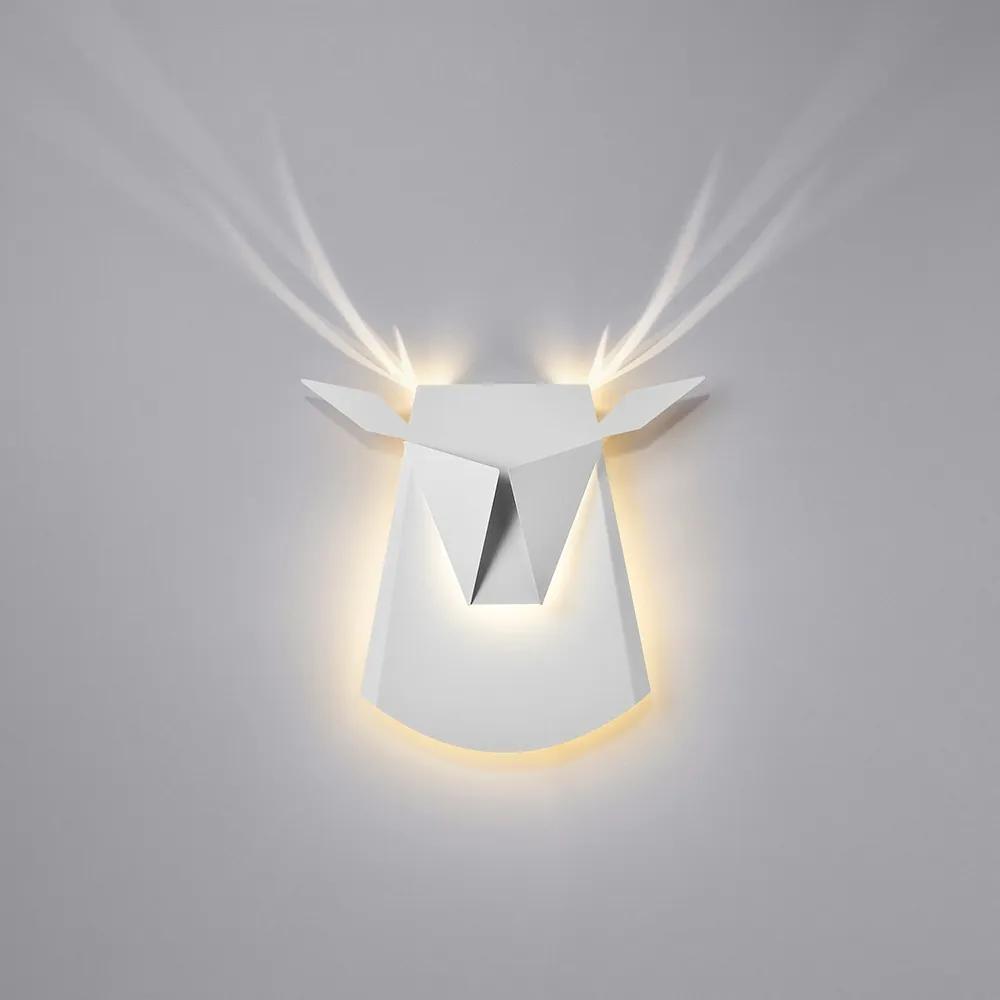 Nástěnná lampa JELEN bílá - uhlíková ocel