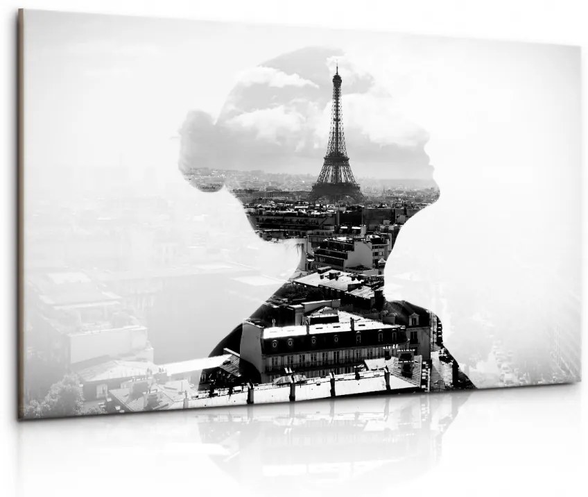 Malvis Malvis Černobílý obraz dáma v Paříži  90x60 cm
