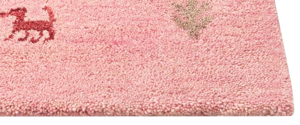 Vlněný koberec gabbeh 200 x 300 cm růžový YALAFI Beliani