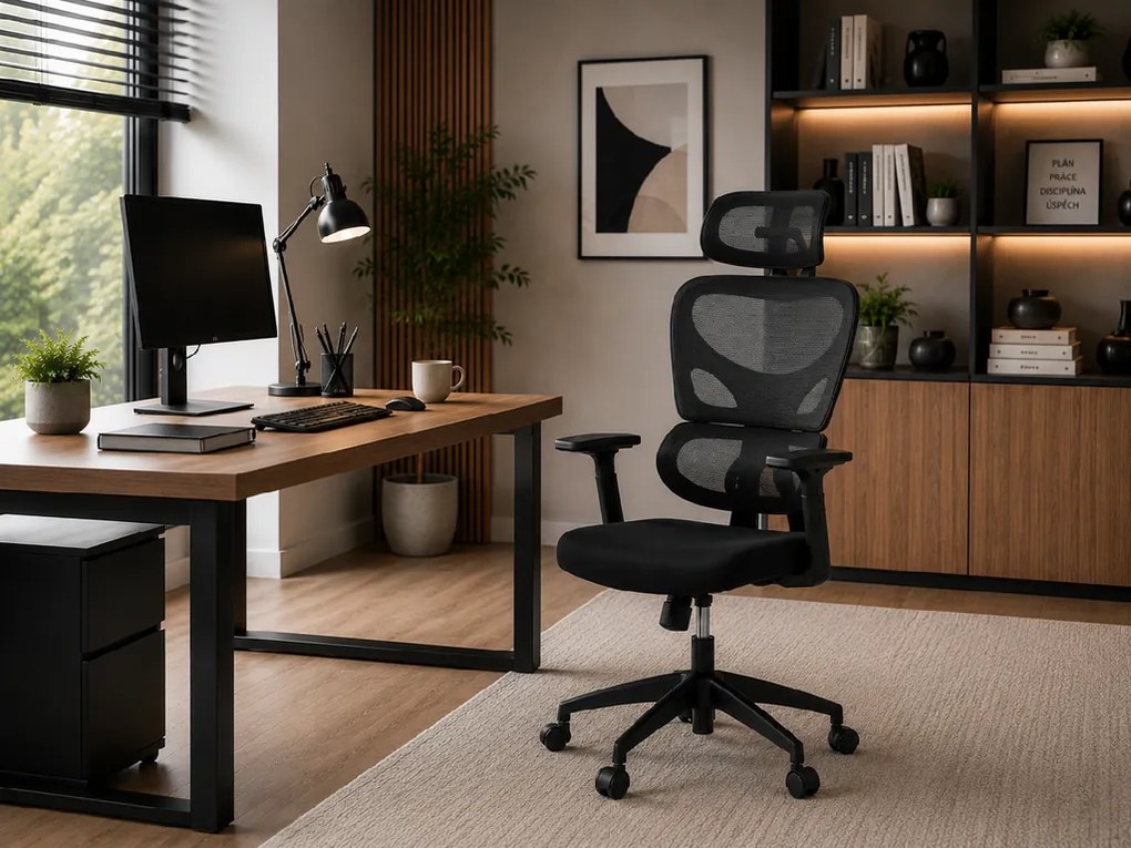 Ergonomická kancelářská židle LEXON - černá síťovina
