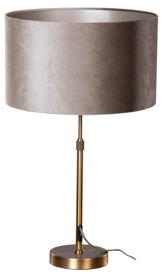 Stolní lampa bronzová s tmavě béžovým sametovým stínítkem 35 cm - Parte Biano.cz