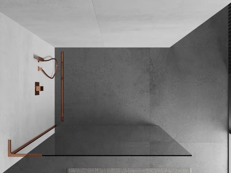Mexen Kioto L, sprchová zástěna Walk-In 100 x 200 cm, 8mm čiré sklo, růžové zlato profil, 800-100-103-60-00