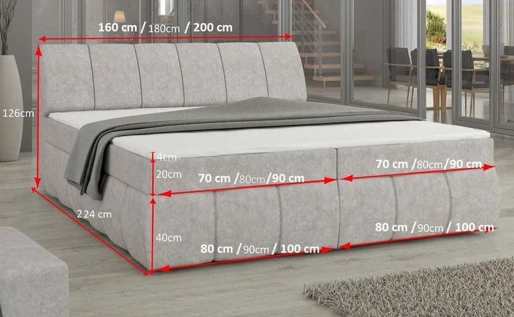 Dvojlůžko boxspring VINCENZO - Soft 33 - 160x200