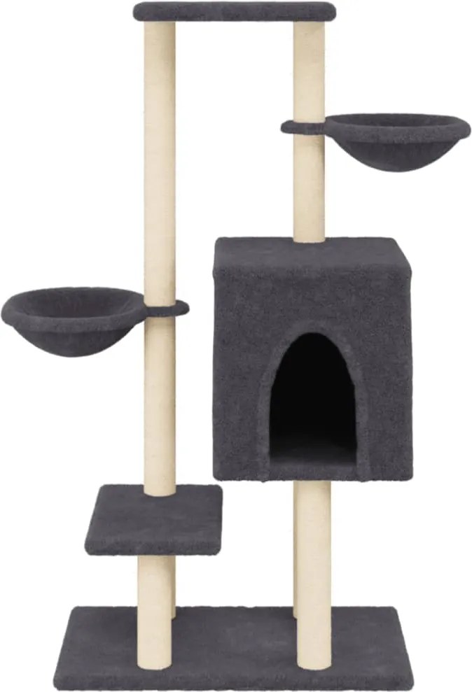 Škrabadlo pro kočky se sisalovými sloupky tmavě šedé 117 cm 172120