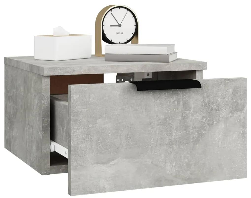 Nástěnný noční stolek betonově šedý 34 x 30 x 20 cm