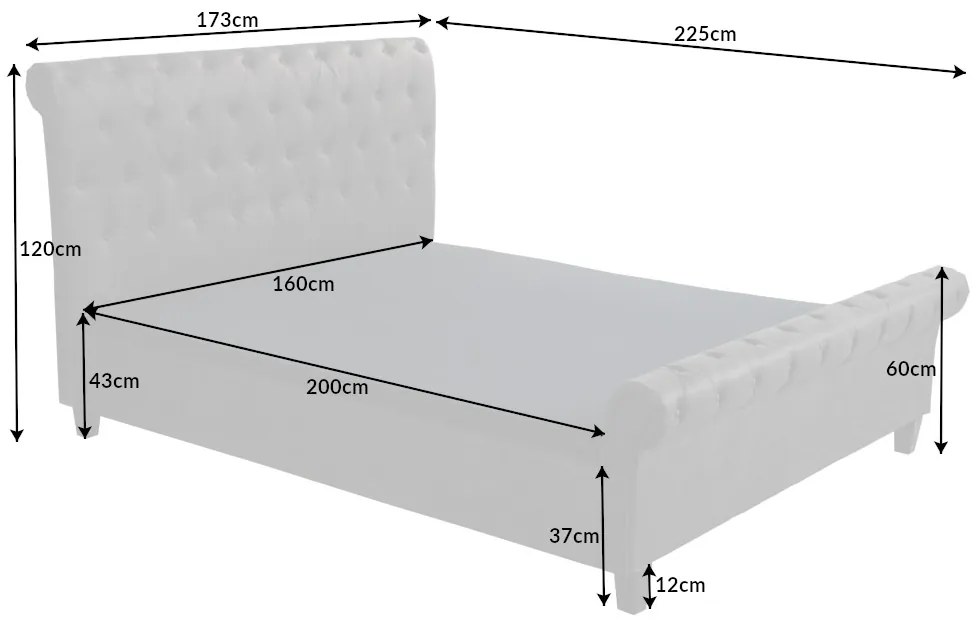 Designová postel Viviano 160 x 200 cm tmavě šedá
