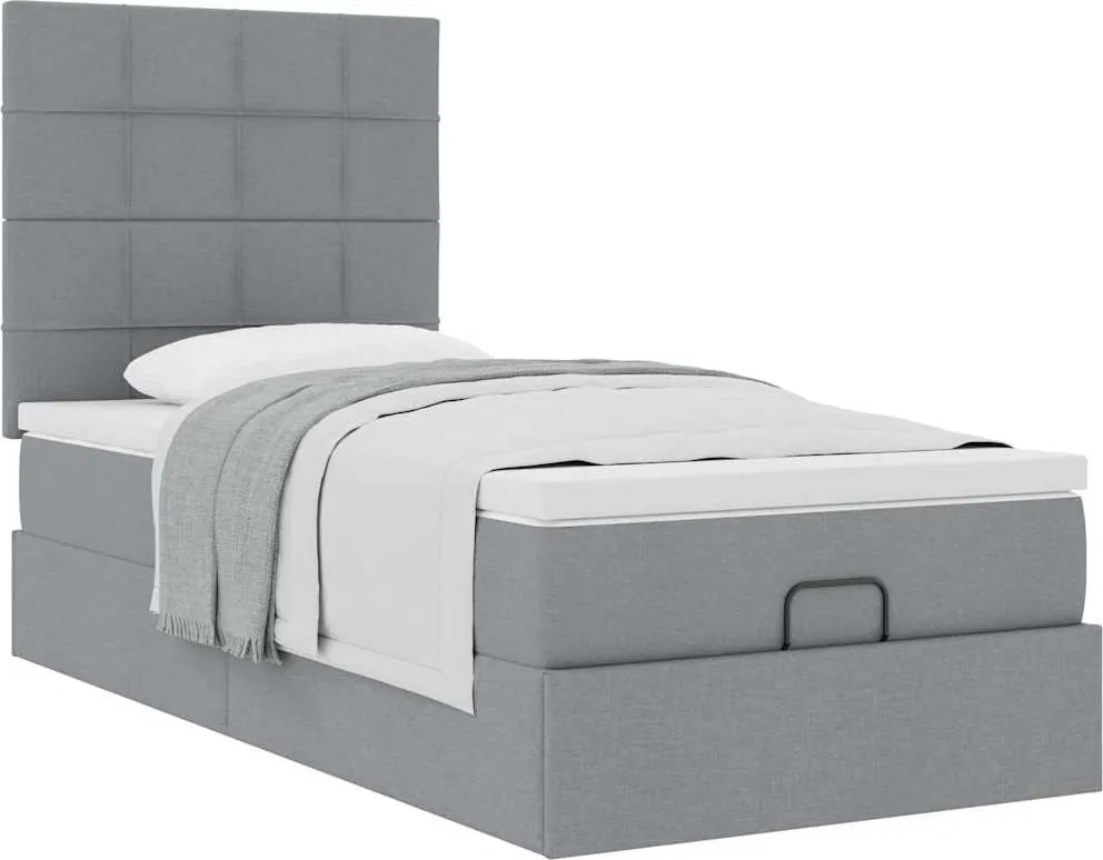 Osmanský rám postele s matrací světle šedá 90x190cm textil 3313119