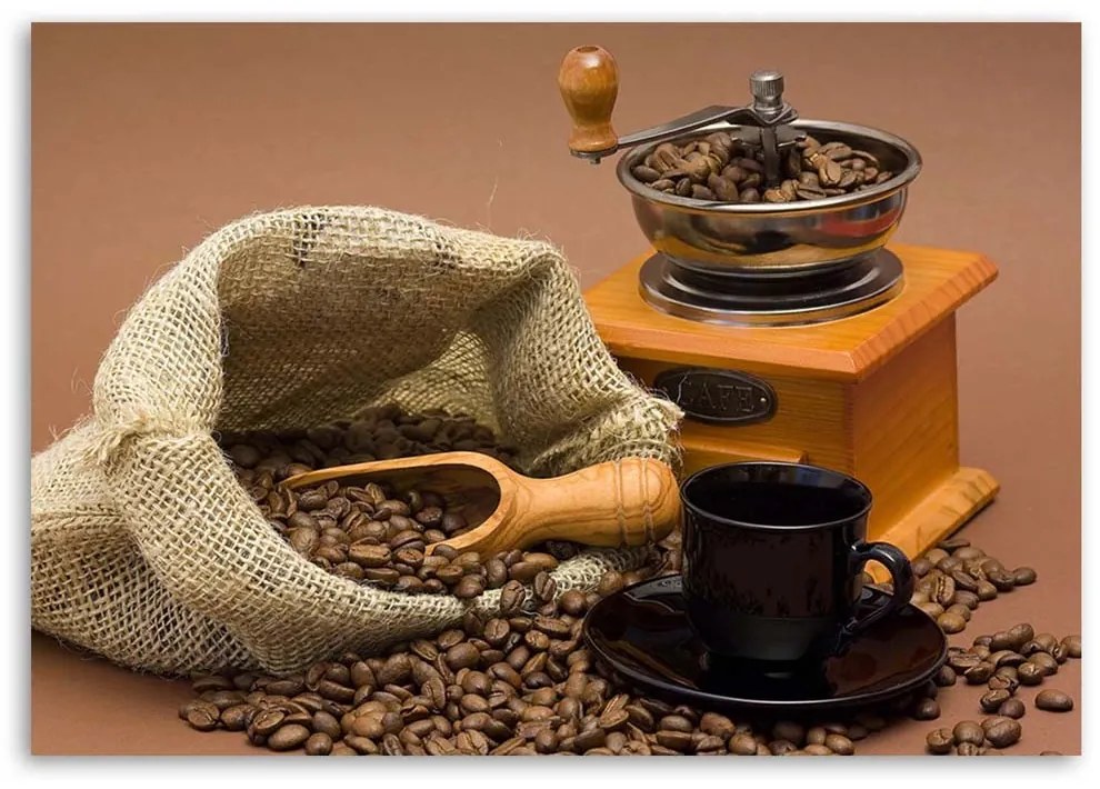 Gario Obraz na plátně Mlýnek a zrnková káva Rozměry: 60 x 40 cm