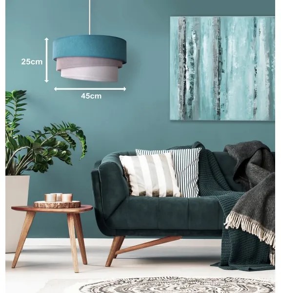 Duolla - Lustr na lanku TRIO 1xE27/15W/230V pr. 45 cm tyrkysová/šedá/bílá