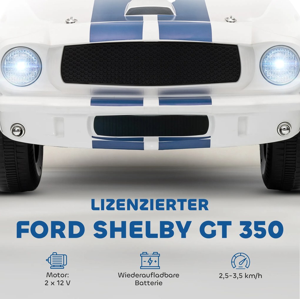 AIYAPLAY dětské elektrické auto 12V, dětské auto s 2,4 GHz dálkovým ovládáním, 2 motory, klakson, LED, hudba, bílá