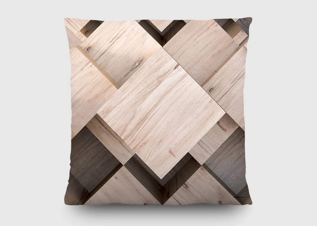 Dekorativní polštářek 3D Dřevo | 45 x 45 cm | DCN3607