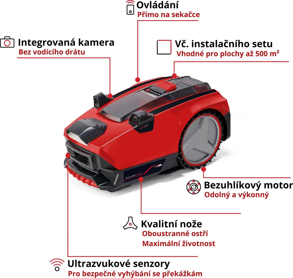 EINHELL Robotická sekačka Freelexo Cam 500 (1x3 Ah), 3413991