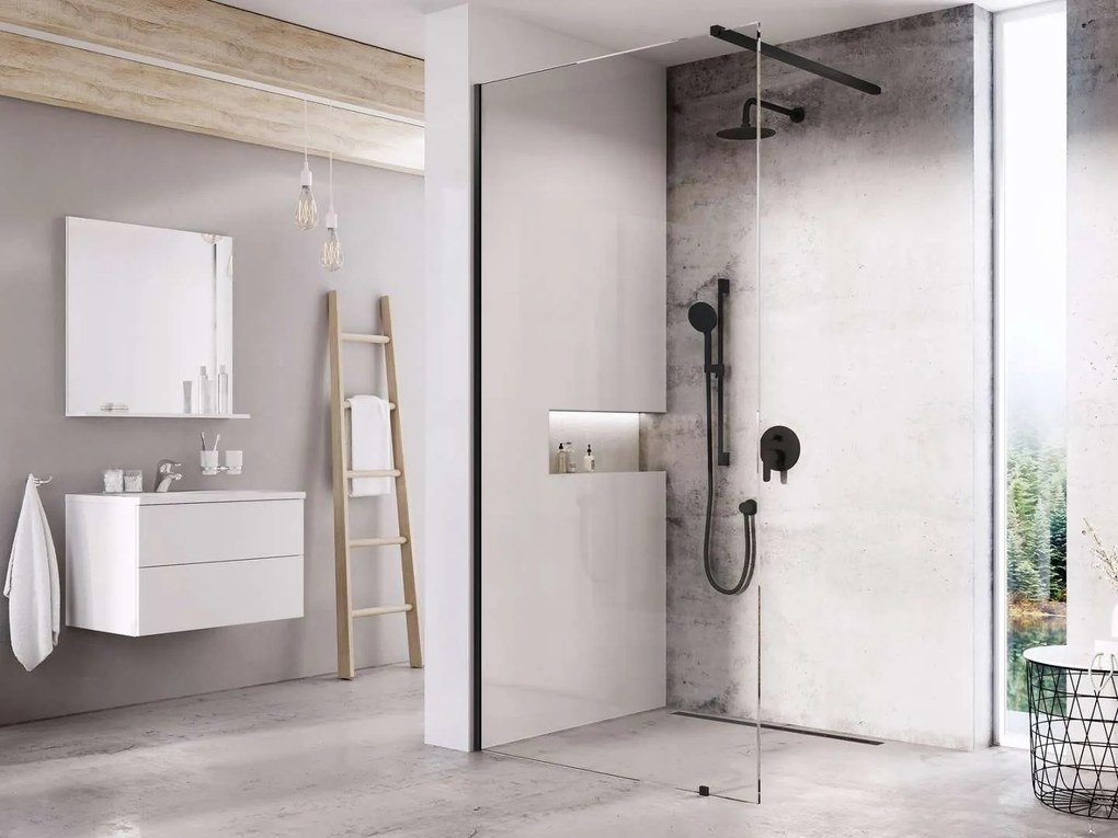 Ravak Walk-In - Sprchová stěna Walk-In Wall 80x200 cm, černá/čiré sklo GW9W4030SZ1