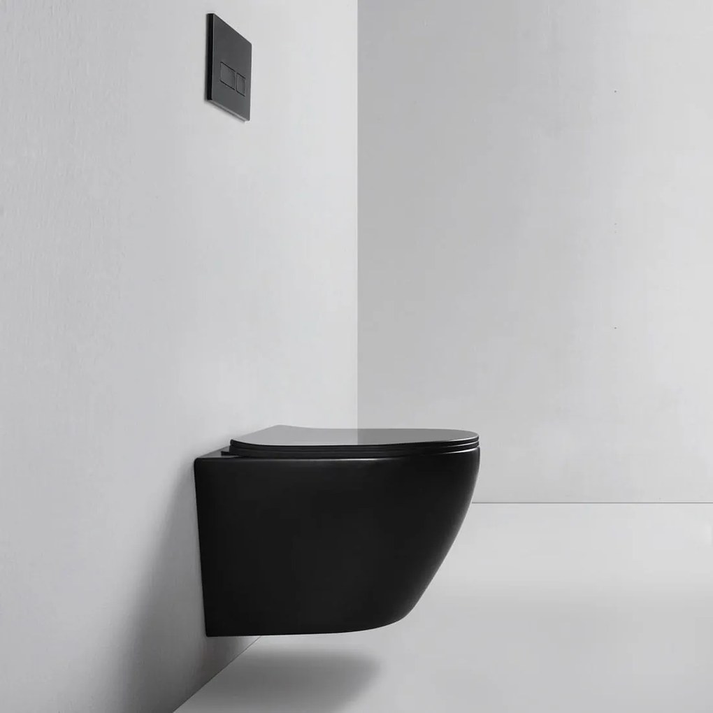 Aplomo Ferrara Slim Rimless WC závěsné se sedátkem, black