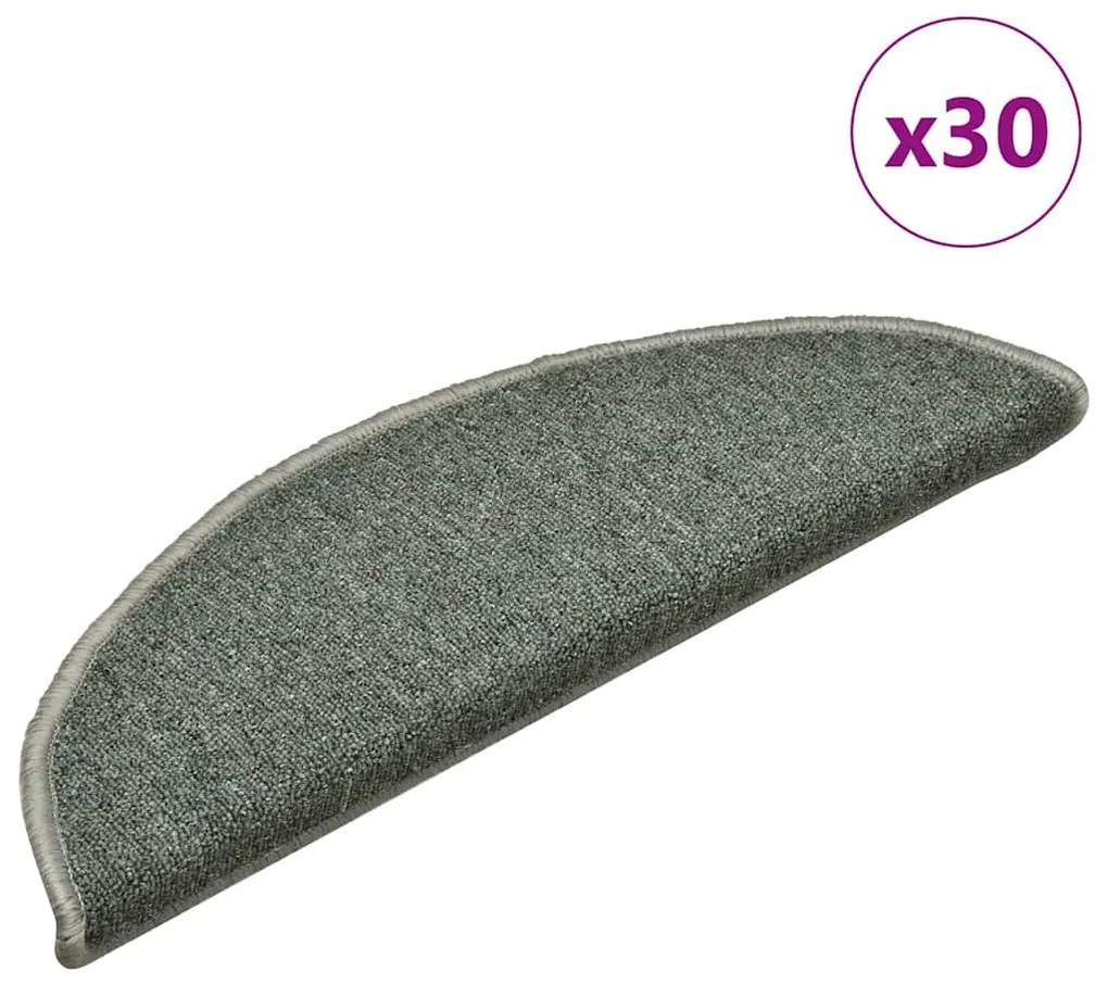 Schodové rohože 30 ks 56 x 17 x 3 cm tmavě zelené půlkulaté 3365741