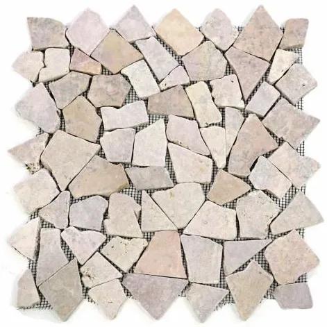 Mramorová mozaika DIVERO béžová/růžová 11 sítěk 1 m²