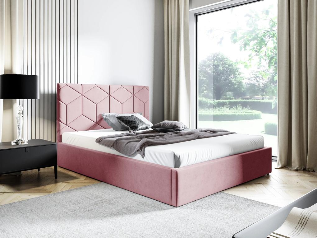 Eka Čalouněná postel BOX 160x200 cm Barva látky Trinity: (2323) Tmavá růžová, Úložný prostor: Bez úložného prostoru