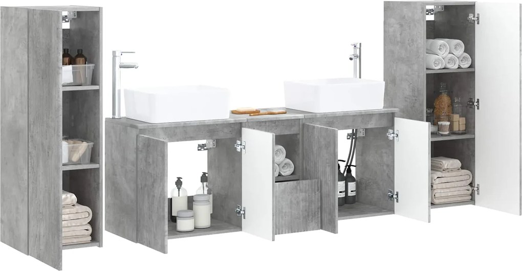 Sada koupelnového nábytku 5 ks Betonově šedá 33 x 34,5 x 100 cm 3405996