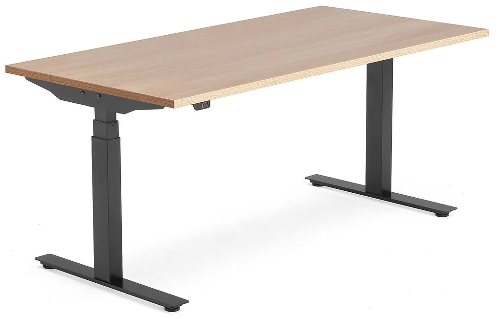 AJ Produkty Výškově nastavitelný stůl MODULUS, 1600x800 mm, černý rám, dub