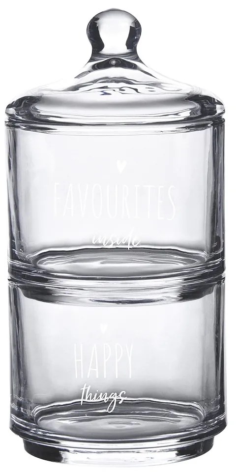 Úložná transparentní nádoba dóza s víčkem a srdíčkem Favourites Happy - Ø 10*21 cm
