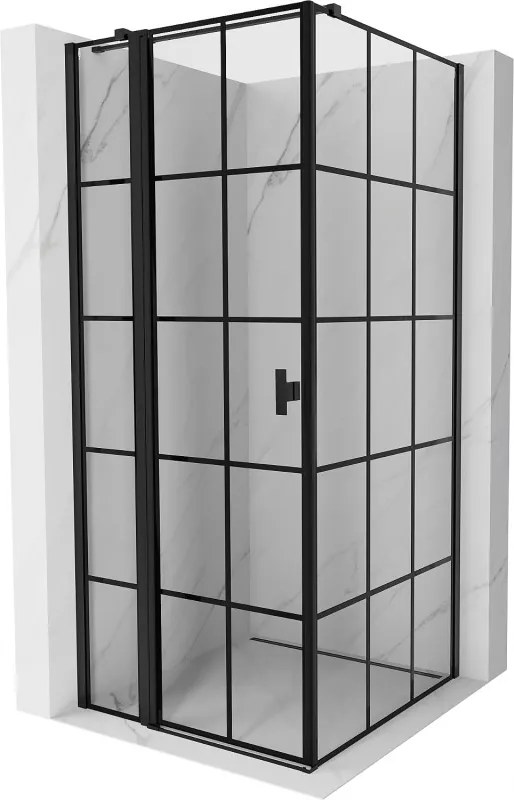 Mexen Mist T, sprchový kout s křídlovými dveřmi, levý, 70 x 70 cm, 8mm čiré sklo, černý profil, 8A4T-070-070-70-77-L