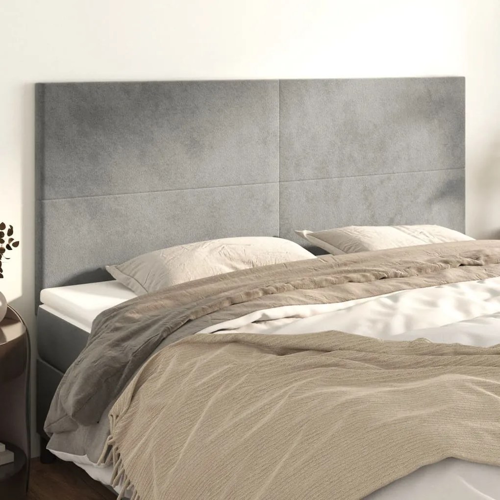 Čelo postele světle šedé 200 x 5 x 118/128 cm sametové 3116118