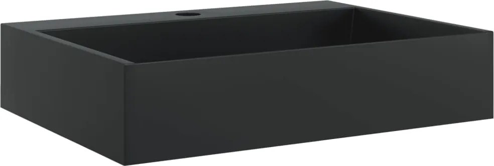 Umyvadlo 50x38x11 cm minerální/mramorový kompozit černé 155979