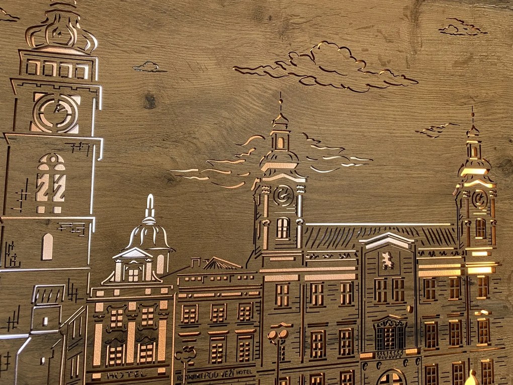 Li-Go "Hradec Králové" světelný obraz 230V 100x70 cm provedení povrchu: bříza