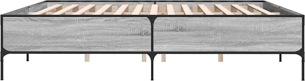 Rám postele šedý sonoma 200 x 200 cm kompozitní dřevo a kov 3279780